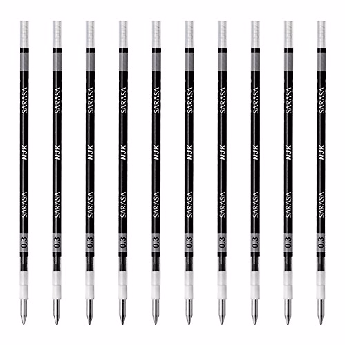 Zebra BRNJK3BK Prefer Sarasa NJK-0.3 Ballpoint Pen Refills, Black, 10 Pieces