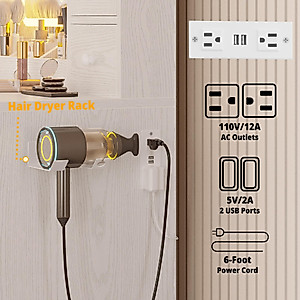 IRONCK Vanity Desk with LED Lights Mirror and Charging Station, Makeup Vanity Table with Jewelry Armoire, Storage Bench, and 11 Drawers, White