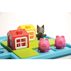 SmartGames Three Little Piggies - Deluxe Cognitive Skill-Building Puzzle Game featuring 48 Playful Challenges for Ages 3+