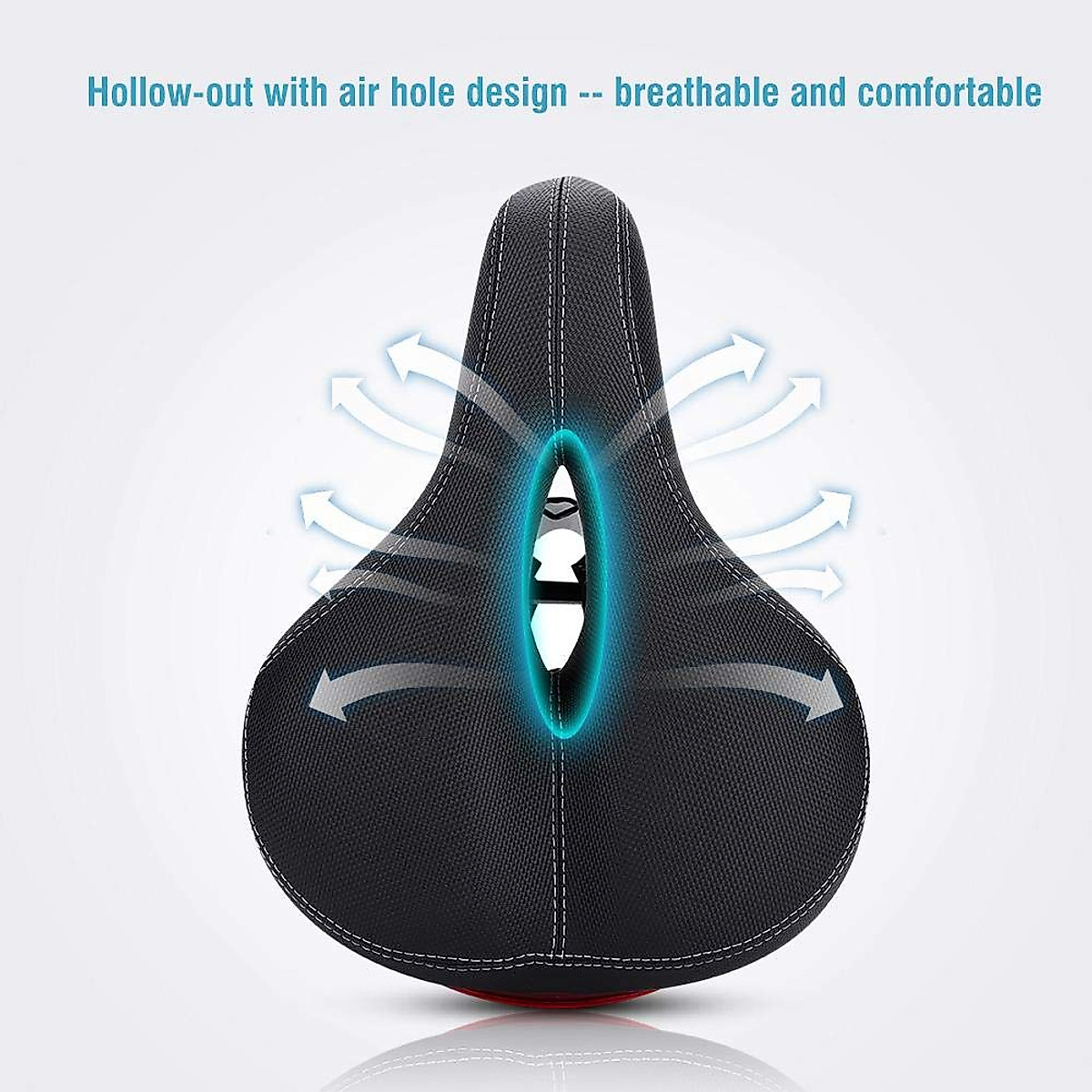 Qiter Bike Saddle, Mountain Road Bike Soft Seat Saddle with Tail Light Replacement Bicycle Accessories