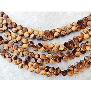 Natural Tiger Eye Gemstone Heart Faceted Beads 5-6mm 7 inch Long String Jewelry Making Gemstone Beads for Necklace Bracelet