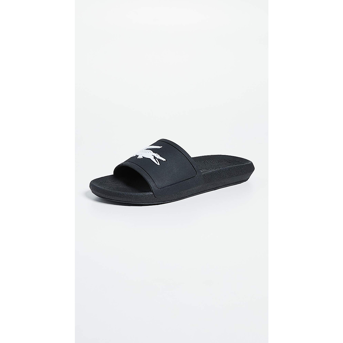 Lacoste mens Croco Slide Sandal, Black/White, 10 US