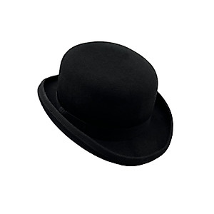 Black Bowler Hat for Men 100% Wool Derby Hat Mens Dress Hat Fedora Hats for Men Top Hat for Costumes