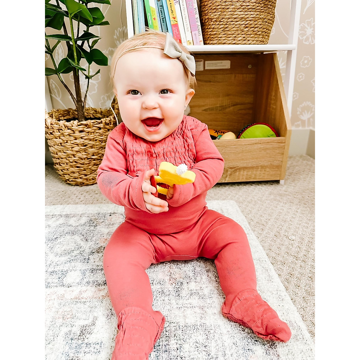 oogiebear 360˚ Teether - Safe Teething Toys for Babies 3 Months and Older | Soft Bristle Teddy Bear Silicone Teether | Super Soft BPA-Free Silicone Teether Toy - Seafoam