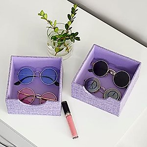 Household Essentials 2-Pack of Drawer Organizers, Sturdy Chipboard Wrapped In Soft Polyester Fabric, Stylish and Functional Storage Solution, 3” H x 6” W x 6” D, Iris
