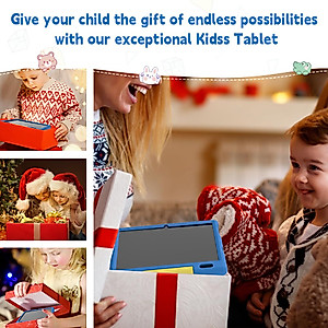 ApoloSign Kids Tablet 10 inch, Android 13 Tablet for Kids, 2+32GB Storage, Pre-Installed Educational Apps with Ad-Free Contents and Parental Control, 5000mAh Battery, EVA Shockproof Case - Blue