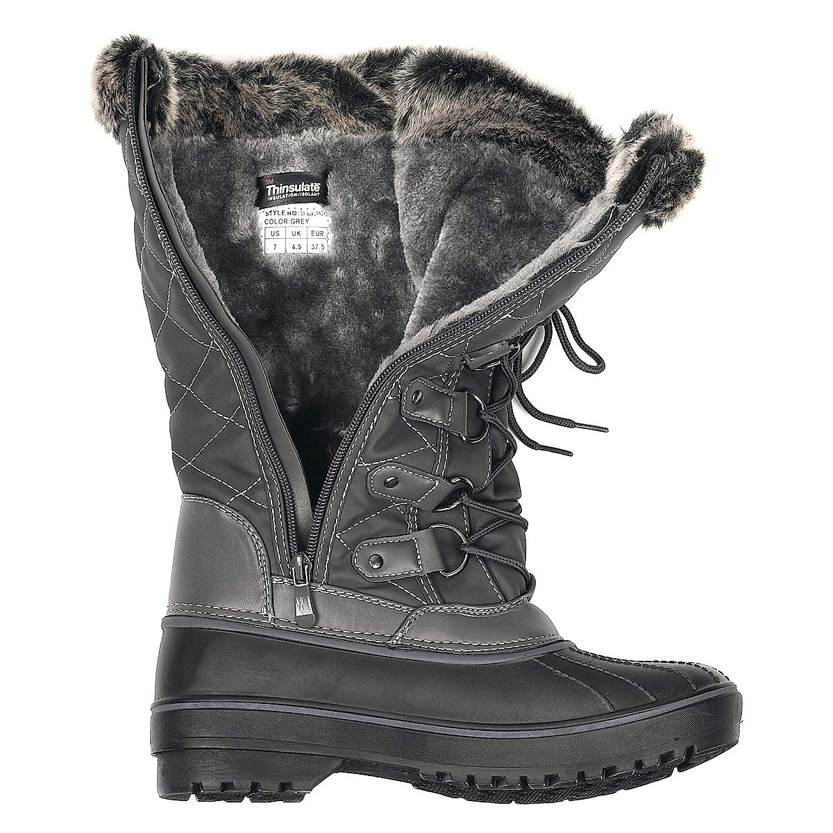 DREAM PAIRS Women's DP Warm Faux Fur Lined Mid Calf Winter Snow Boots,Size 10,Grey,DP-AVALANCHE