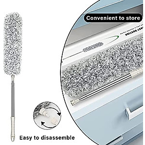 Acalu Feather Dusters for Cleaning Tool,100" Duster with Extension Pole Extendable Bendable Cobweb Telescoping Long Dusters for High Ceiling Fan, Furniture,Blinds, Vents, Cars