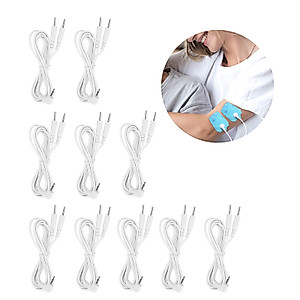 Sonew 10pcs / Bag DC 2.5mm 1.2m 2?in?1 Pin Type Electrode Lead Wires Cable, Compatible Lead Wires for TENS Unit Physiotherapy Machine
