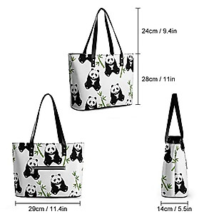 Womens Handbag Panda Patterns Leather Tote Bag Top Handle Satchel Bags For Lady
