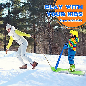 GYMAX Snow Scooter, Fold-Up Snowboard Kick Scooter W/Grip Handle, Cold Resistance Anti-Slip Winter Toy for Use on Snow, Grass, Sand for Age 5+ (Green)