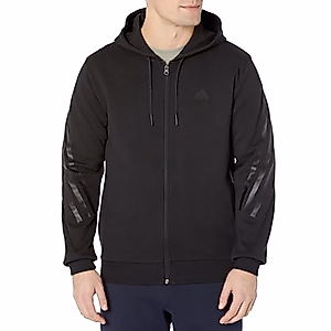 adidas Men's Future Icon 3-Stripes Full-Zip Hoodie, Black/Black, Large