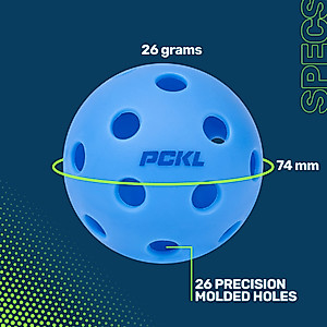 PCKL Optic Speed Pickleball Balls | Choose Indoor or Outdoor Pickleballs | USAPA Tournament Aproved | 4 Pack Crack-Resistant (Indoor Ice Blue)