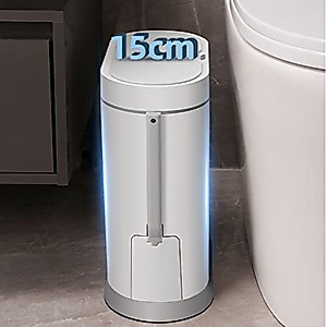 N/A 8L Smart Trash Can Household Induction Waterproof Toilet Cover Toilet Brush Integrated Paper Baske Trash Bin ( Color : OneColor , Size : 30*32*15cm )