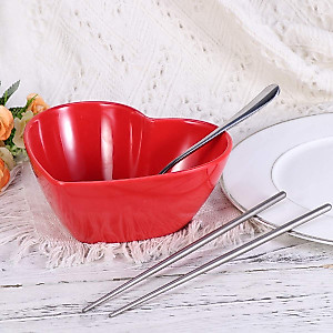 BSETONZON 1pc Heart Shaped Salad Bowl/Cereal Bowls/Soup Bowls/Small Rotating Pot Dish for Household Party (Red)