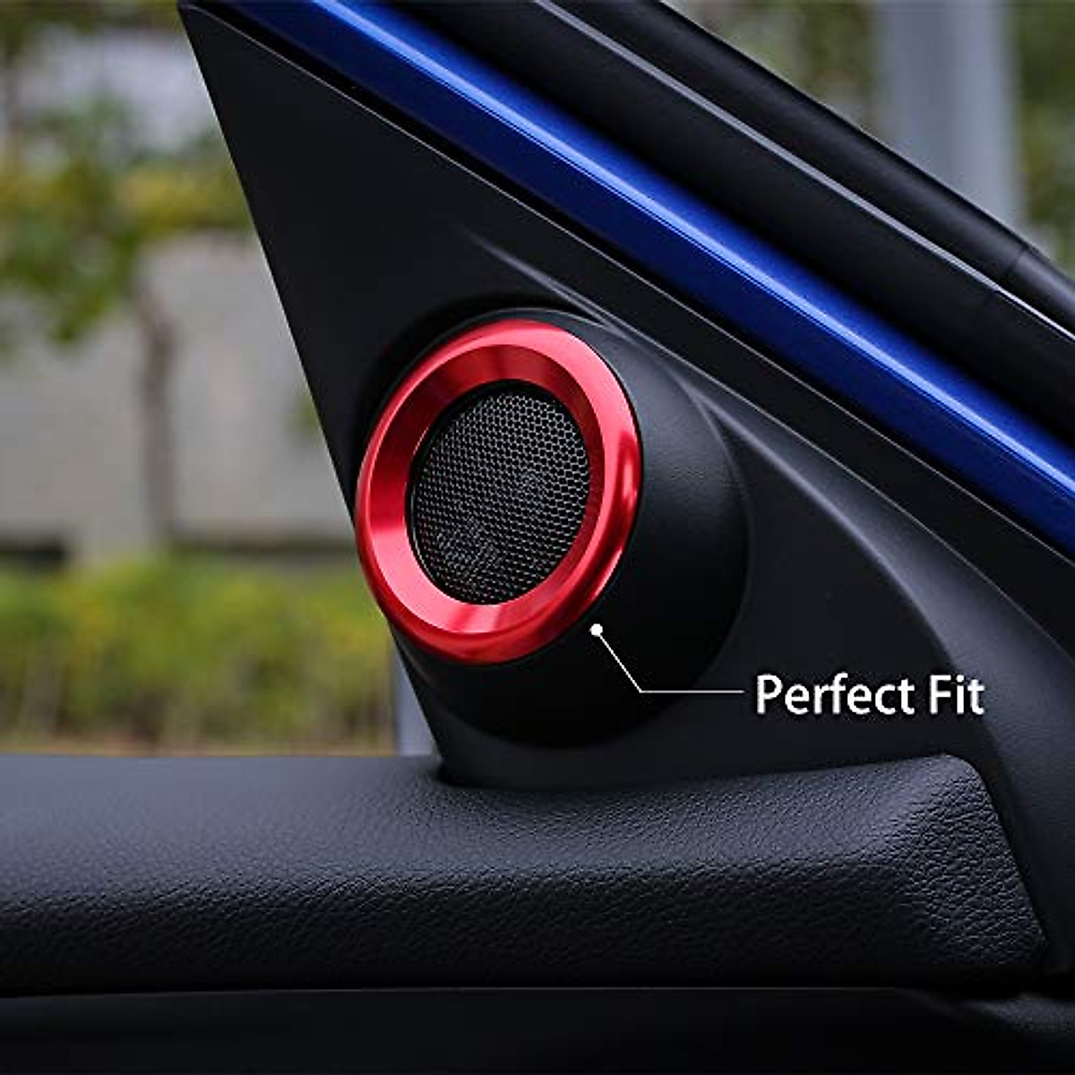 Thenice for 10th Gen Civic Door Audio Speaker Rings Anodized Aluminum A-Pillar Loudspeaker Decorations Circle Trims for Honda Civic 2016 2017 2018 2019 2020 2021 -Red
