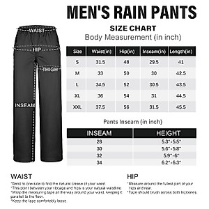 JAEZZIY Mens Rain Pants,Waterproof Rain Over Pants,Windproof Lightweight Rain Pants for Rain Outdoor Work,Golf,Fishing,Hiking (Black, XL)