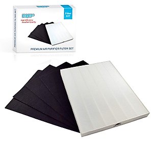 HQRP Air Filter Set (True HEPA + 4 Carbon) compatible with Winix 9000, 9500, 5000, 5000B, WAC9000, WAC5000 Ultimate Pet PlasmaWave, Winix 115115 Size 21 Filter A Replacement