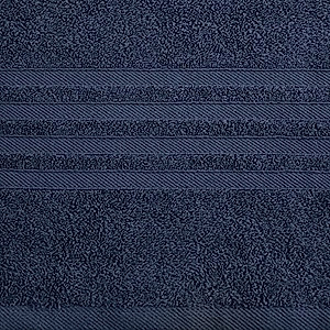 White Classic 12 Piece Bath Towel Set for Bathroom - Wealuxe Collection 2 Bath Towels, 4 Hand Towels, 6 Washcloths 100% Cotton Soft and Plush Highly Absorbent, Soft Towel for Hotel & Spa - Navy