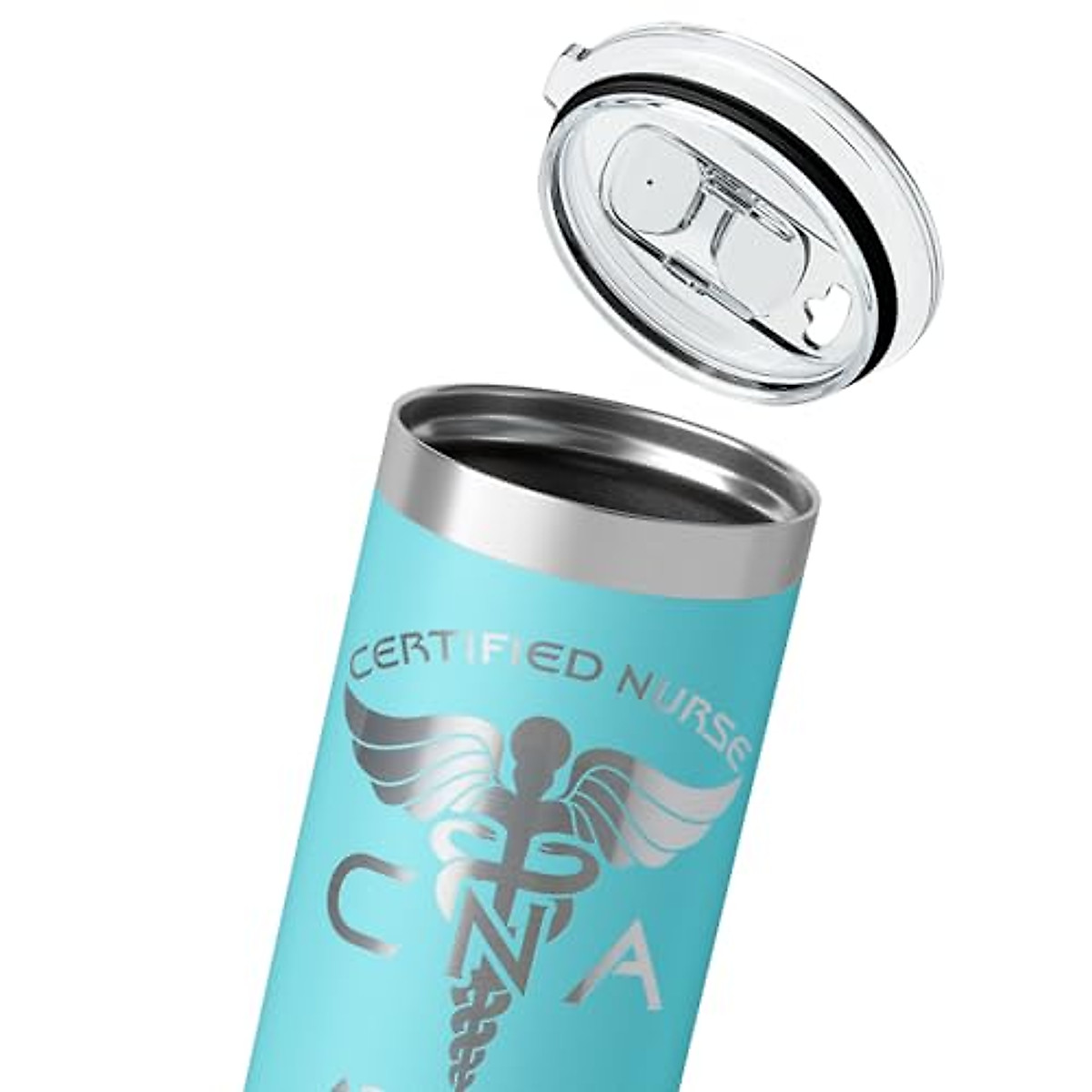 Personalized CNA Certified Nurse Assistant Gift on Lite Blue 22 oz Stainless Steel Skinny Tumbler Custom Engraved Gifts for Men and Women