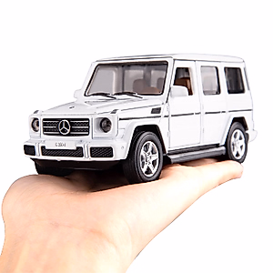Diecast Model Cars Toy Cars, Benz G350 AMG 1:32 Scale Alloy Pull Back Toy Car with Sound and Light Toy for Girls and Boys Kids Toys (White)