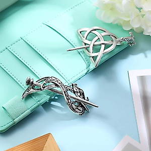 WILLBOND 2 Pcs Celtic Knot Dragon Hairpins - Viking Triangle Hair Clips and Slides in Jewelry Style for Women and Ladies