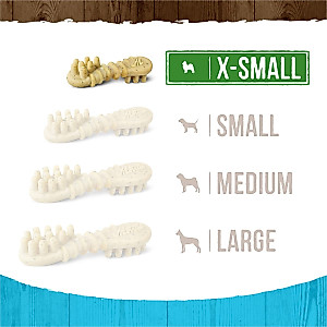 Merrick Fresh Kisses Natural Dental Chews Toothbrush Treat Shape Infused with Real Mint for Tiny Dogs 5-15 Lbs - 106 ct. Box
