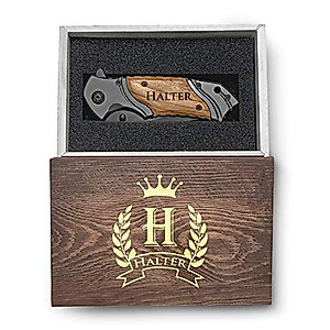 Krezy Case Engraved Pocket Knife Personalized, Pocket Knife For Him, Custom Knife With Wooden Box, Groomsmen Pocket Knife, Customized Knife, Knife With Clip For Men