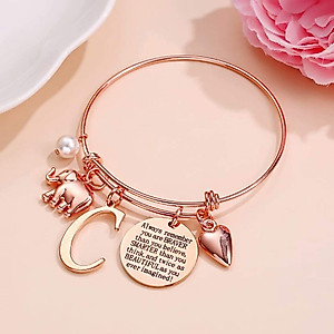 M MOOHAM Elephant Gifts for Women, Letter C Initial Elephant Bracelets for Women Elephant Jewelry, You are Braver than You Believe Inspirational Bracelet Thinking of You Gifts for Women Friends