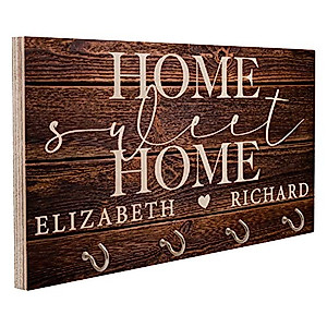 Personalized Wood Key Hook for Couple Mr Mrs| Custom Wall Key Rack Ring Holder Hanger for Wedding Gift | Gifts for Housewarming | New Home Décor | C01D07
