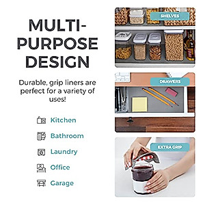 HOME GENIE Slip Resistant Drawer and Shelf Liner, Non Adhesive Roll, 12 Inch x 20 FT, Durable and Strong, Grip Liners for Drawers, Shelves, Cabinets, Pantry, Storage, Kitchen and Desks, Soft Gray