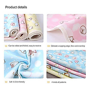 kathson 4 Pack Guinea Pig Cage Liner Hamster Cage Bedding Pad Reusable Pee Pads Super Absorbent Waterproof Food Mat for Small Animals