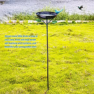 DREAMSOUL Outdoor Garden Bird Bath Metal Bird Baths Cast Iron Birdbath with Metal Stake Tall Bird Bath for Yard Garden Decor(Dia - 9.5inch)