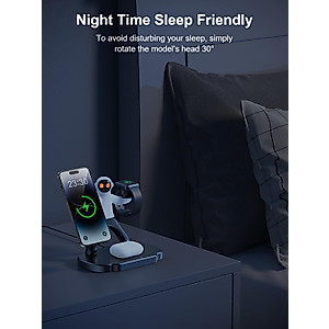 OBRFFE Wireless Charging Station 3 in 1, 18W Fast Magnetic Wireless Charger for Apple Devices, Compatible with iPhone 15/14/13/12 Pro Max, AirPods 3 2 Pro, iWatch Series for Bedside/Office/Desk