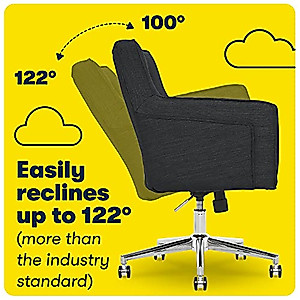 Serta Ashland Ergonomic Home Office Chair with Memory Foam Cushioning Chrome-Finished Stainless Steel Base, 360-Degree Mobility, Charcoal