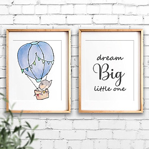 IIILUYOT Inspirational Elephant Decor, Baby Boy Nursery Wall Art Prints, Cute Elephant Nursery Wall, Dream Big Little One Decorations for Kids Nursery Boys Girls Room Set of 6 (8”X10”) Unframed