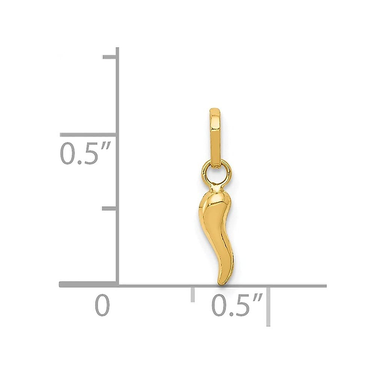 Diamond2Deal 14k Yellow Gold Italian Horn Pendant Fine Jewelry for Women (L- 12 mm, W- 3 mm)