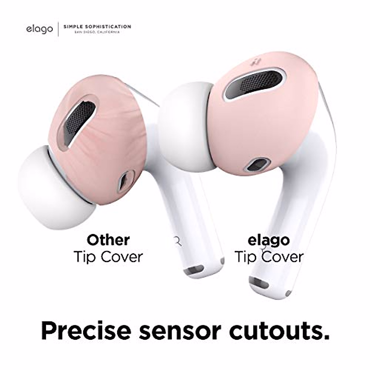 elago 2 Pairs AirPods Pro Ear Tips Cover Designed for Apple AirPods Pro, Anti Slip Silicone Cover, Dust-Free [Fit in The Case] (2 Pairs of 2 Colors) [US Patent Registered] (Lovely Pink & Lavender)