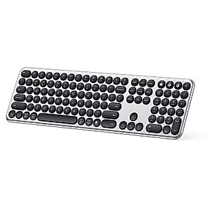 ZYTUA Multi-Device Bluetooth Keyboard, Dual Mode (Bluetooth & 2.4GHz) Full Size Rechargeable Wireless Keyboard with Round Keys, Support 3 Devices for Windows/iOS/Mac OS/Android