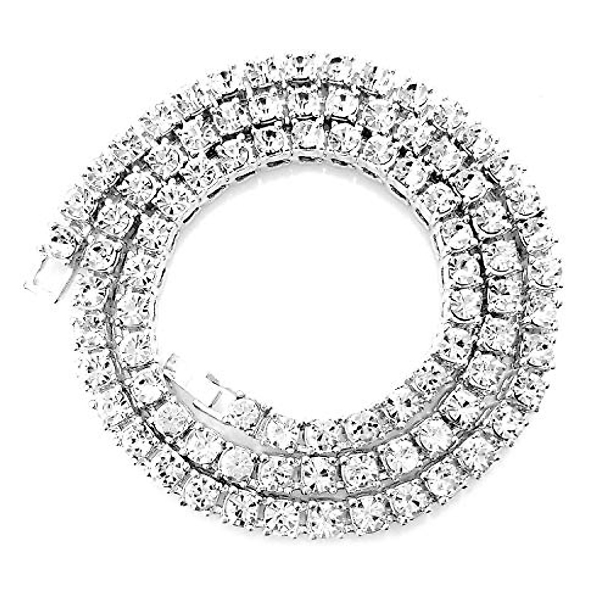 HH BLING EMPIRE Silver Gold Iced Out Diamond Tennis chain for Men, Rhinestone Diamond Tennis Necklaces for Women, 5mm Fake Diamond Necklace Chains (5mm-Silver-16)