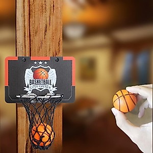 GYSH Indoors Office Desktop Mini Basketball Hoop,Smallest Foam Basketball and Hoop Stands,It can be Installed on The Desk or Table,Basketball Game,Desk Toys for Office for Adults(black2)