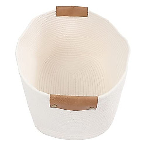 Cotton Rope Storage Basket, Woven Lightweight Rope Basket Large Capacity Flexible with Handle for Laundry (Type C)