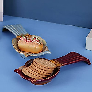 Cabilock 2pcs Owl Spoon Rest Tong Spatula Rest Spatula Ladle Holder Porcelain Spoon Rest House Accessories for Home Spoon Rest Holder Ornament Cooking Gadgets Ceramics Mushroom