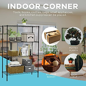 4-Tier Storage Shelves Adjustable,Wire Shelving Heavy Duty Storage Rack(250 Lbs Loading Capacity/Shelf) Metal Shelf Organizer Wire Rack Shelf for Pantry Garage Kitchen 36" D x14 W x 54" H -Black