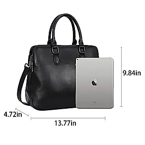 HESHE Genuine Leather Handbags Tote Shoulder Bags for Women Large Capacity Messenger Zippered Womens Purses and Handbags Top Handle Bag(Black-Top Grain Genuine Leather)