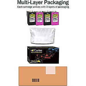 Cartlee 4 Remanufactured PG-245xl CL-246xl High Yield Ink Cartridges Replacement for iP2820 MG2420 MG2920 MG2922 MG2520 MG2924 MX492 Shows Ink Level