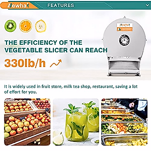 Newhai 0-10mm Commercial Onion Slicer Potato Chips Slicer Tomato Slicing Machine Electric Cabbage Shredder Machine Vegetable Fruit Slicing Machine 0-0.4’’ Stainless Steel (Slicer Machine)