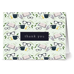 Note Card Cafe Thank You Cards with Envelopes | 72 Pack | Blank Inside, Glossy Finish | 6 Love of Reading Thank You Designs | Assorted Set for Greeting Cards, Occasions, Birthdays, Gifts