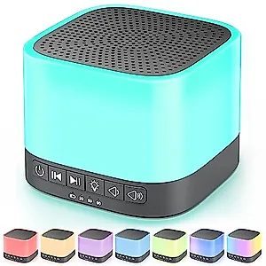 Buffbee Sound Machine with Night Light, 20 Soothing Sleep Sounds, Customizable Glow Lights with 10 Colors, Battery or AC Adapter Powered, Non-Looping White Noise for Kids, Adults and Baby