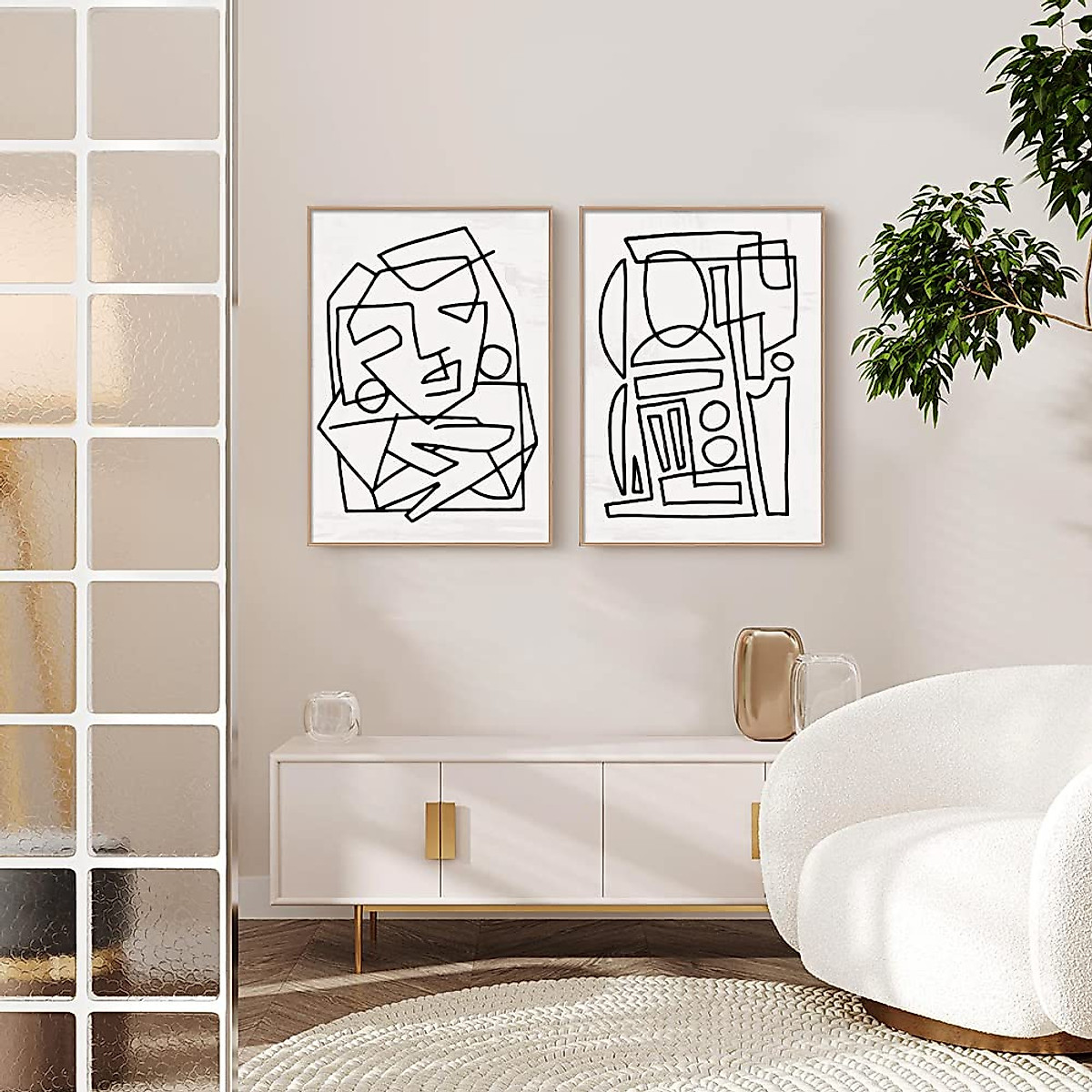 ArtbyHannah Framed Canvas Wall Art Set, Large Contemporary Abstract Wall Art, Framed Minimalist Wall Art for Modern Living Room bedroom office, 20"x28"x2